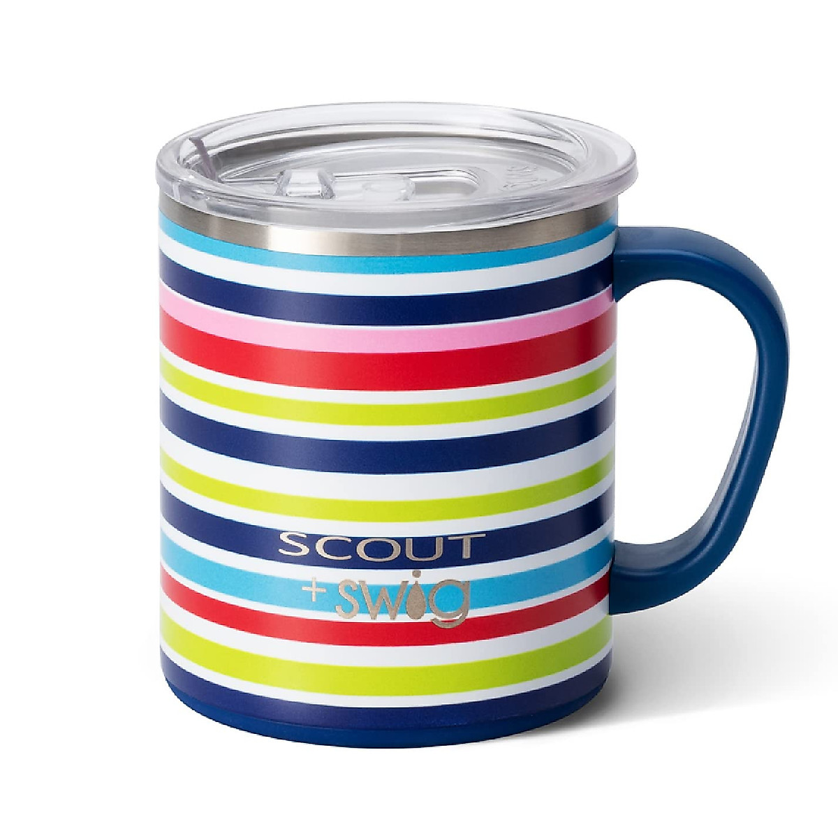 Swig Life + SCOUT Camper Mug, 12oz Travel Mug with Handle and Lid, Stainless Steel, Dishwasher Safe, Triple Insulated Coffee Mug Tumbler in On Your Markers Print
