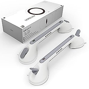 LORESJOY Shower Handle Grab Bars for Bathtubs and Showers, Support Handicap Elderly Suction Grab Bars Balance Assist, Bath Handles with Indicators, Grip Non Safety Hand Rail for Injury (2Pack 16in)