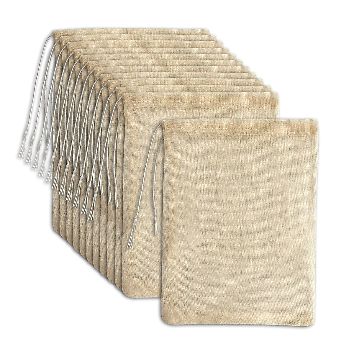 kingleder 12Pack Reusable Drawstring Cotton Soup Bags, Straining Herbs Cheesecloth Bags, Coffee Tea Brew Bags, Soup Gravy Broth Stew Bags, Bone Broth Brew Bags(4''x6'')