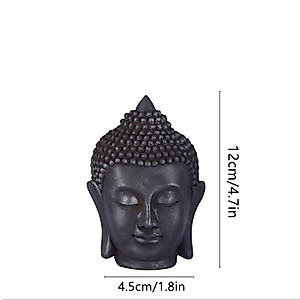 Resin Buddha Head Statue, Meditating Buddha Figurine Ornament Buddhist Supplies for Home Decoration