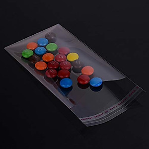 Sannigora 200pcs 3x5 Small Clear Resealable Adhesive Cello/Cellophane Treat Bags - Self Sealing OPP Plastic Bag Great for Bakery Candy Cookies Birthday Party Favors and More