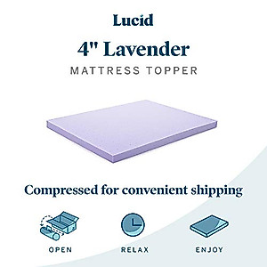 LUCID 3 Inch Lavender Infused Memory Foam Mattress Topper - Ventilated Design - Full Size (3-Inch)