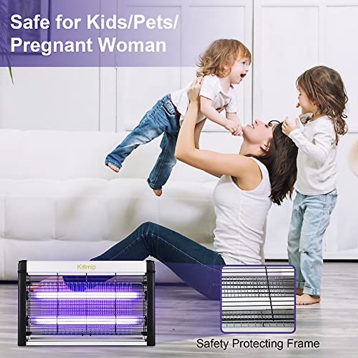 2 Pack Electric Bug Zapper, 20W 2800V Powerful Fly Insect Gnat Traps Fly Killers Catcher Repellent Mosquito UVA Light Electric Zapper for Indoor Home, 4 Extra Replacement Bulbs