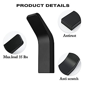 Potaosey 10PC Coat Hooks, Adhesive Wall Hooks.Small Exquisite Black Hooks Single Towel Hook Clothes Hook Wall Mounted Modern Heavy Duty for Bedroom Living Room Bathroom Fitting Room Office
