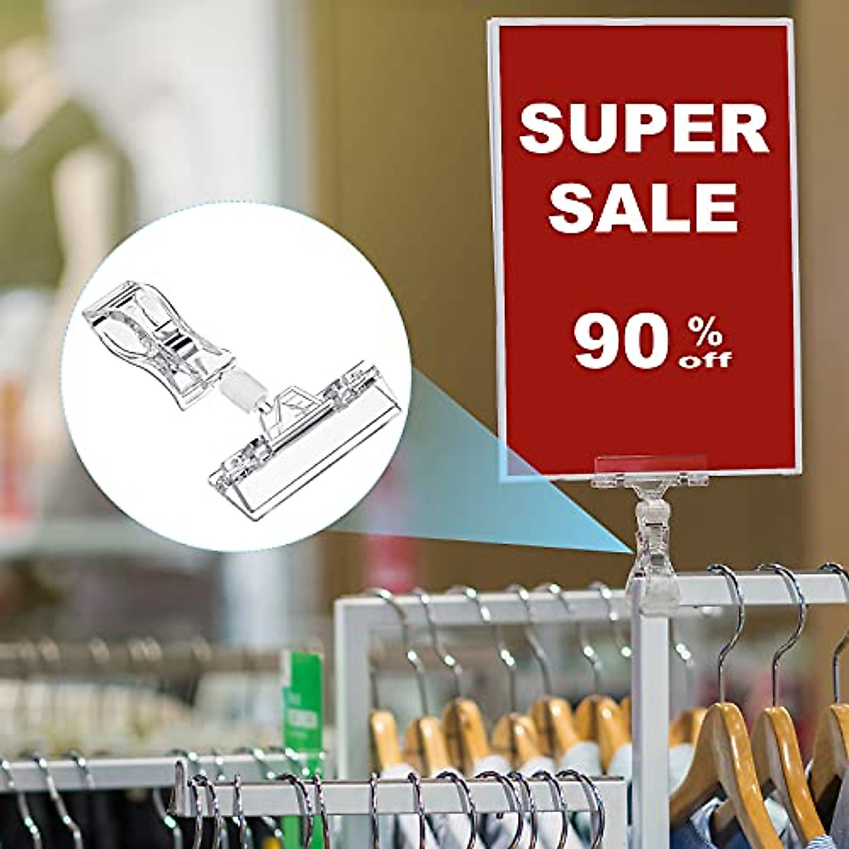 20 Pcs Rotatable Clear Sign Holder Clips for Retail
