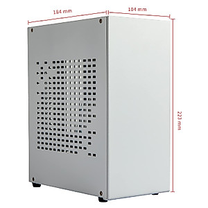 Aluminum Mini ITX Case with PCIe Riser, JOYJOM Mini PC Case, SFF Small Form Factor PC Case, TX Computer Gaming Case Supports GPU Graphics Card (White)
