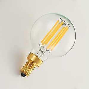 Leools e12 led Bulb dimmable g16.5 6W Equal 60 Watt 600lm AC120V e12 Candelabra Bulb for Chandeliers,Ceiling Fan,Vanity Soft White 3000K Globe e12 Light Bulb 6Pack