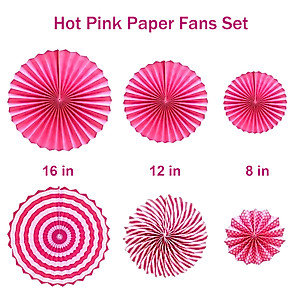 Cmaone Hotpink Party Decorations Pink Girls Paper Fan Birthday Baby Shower Tissue Pom Poms Streamers Bachelorette Party Supplies Tassel Garland Banner Wedding Decor