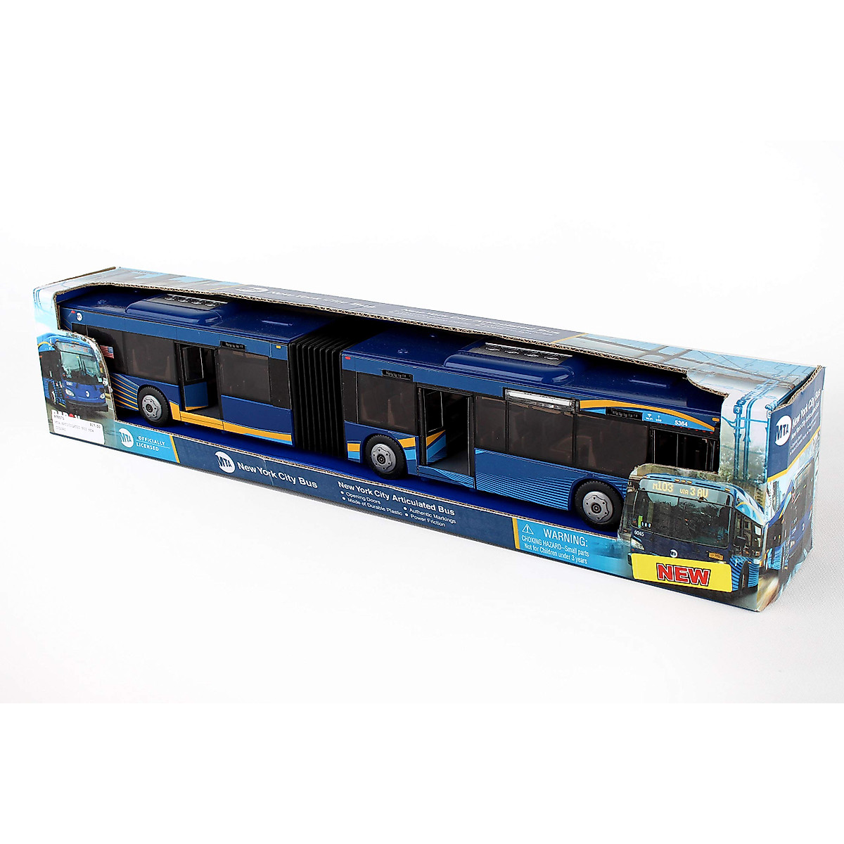 Daron MTA New York City Bus 16" Articulated Bus RT8571 Toy, Brown & RT8563 New York City MTA Metro Articulated Electric Bus 1:43 Scale- 16 Inches Long