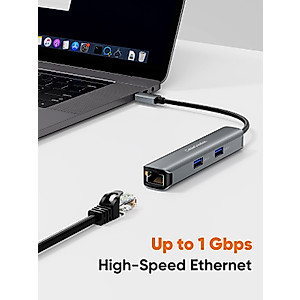 USB C Hub Multiport Adapter, CableCreation 5-in-1 USB C Adapter Aluminum Shell with 4K HDMI, 1Gbps Ethernet, 3 USB 3.0 Ports for MacBook Pro/Air 2020/2019, iPad Pro 2020, Surface Go, XPS