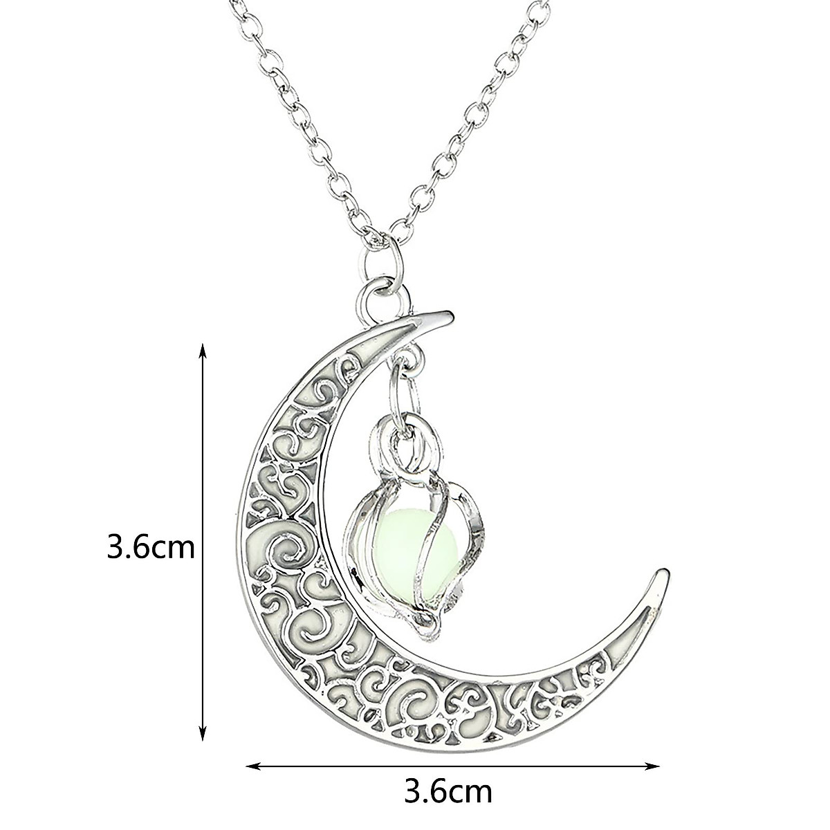 Pendant Necklaces for Women, Hollow Rotating Bead Luminous Moon Pendants, Luminous Enchanted Moonstone Necklace, Birthday Anniversary Jewelry Gift, One Size