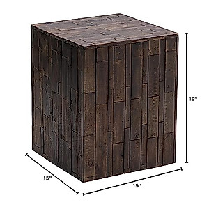 Amazon Aware FSC Certified Indoor/Outdoor Recycled Square Wood Stool and Plant Stand, Cocoa Wash Brown