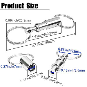 Maituifos 4 Pcs Quick Release Keychain-Detachable Pull Apart Keychain(Silver) Detachable Pull Apart Key Rings Keychains