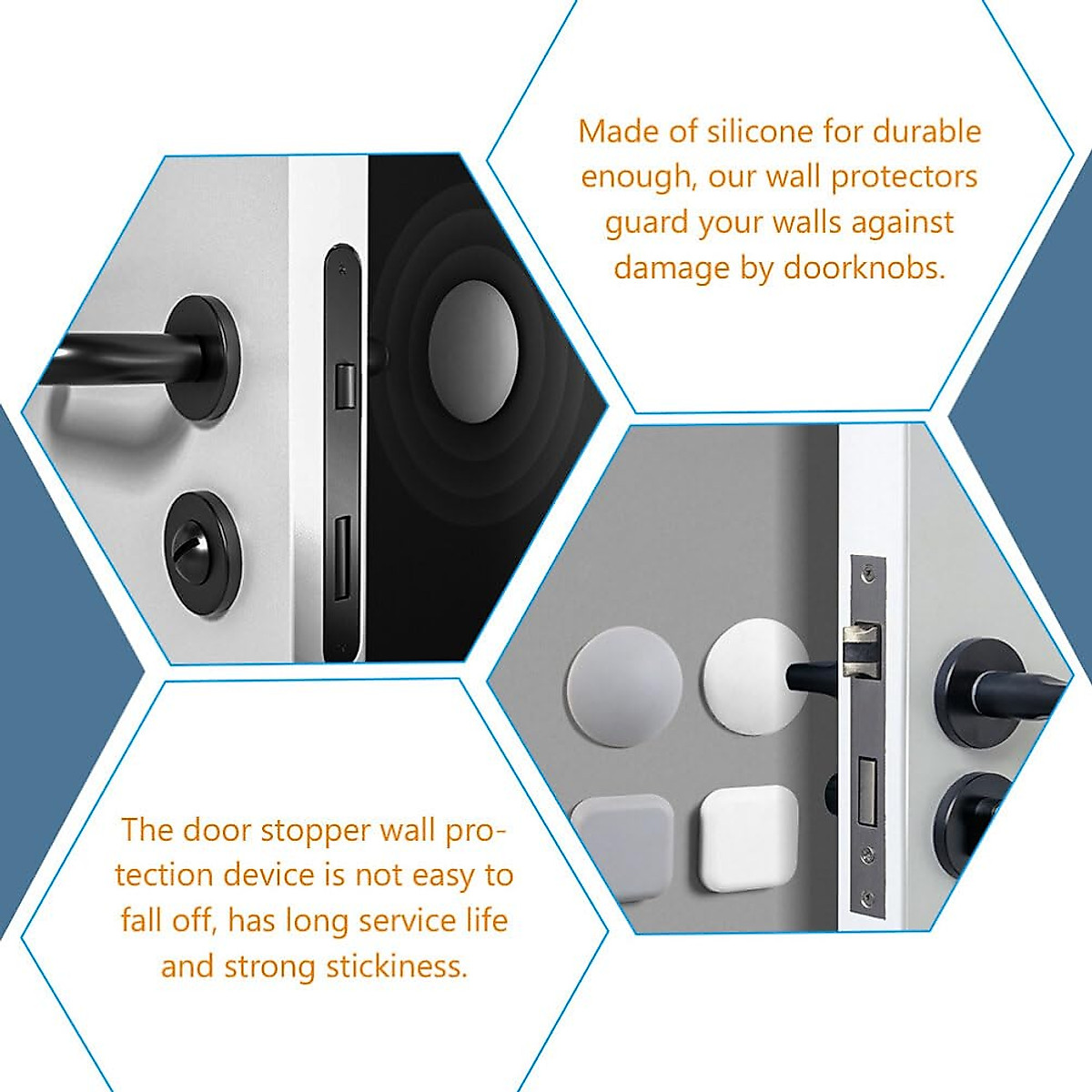 ULTECHNOVO Door Stoppers Wall Protector, 4pcs Silicone Reusable Door Bumper Self Adhesive Quiet Absorbent Gel Door Knobs Wall Protector for Home Office Gray