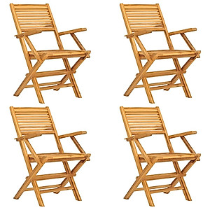 vidaXL 5-Piece Patio Dining Set - Solid Teak Wood - Foldable - Octagon-Shaped - Scandinavian Style - for Garden/Patio/Outdoor Use - Brown