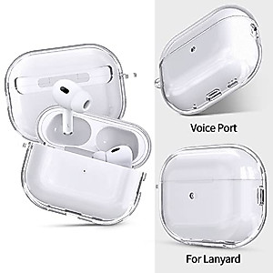 AIRSPO Airpods Pro 2nd Generation Case Cover, Clear Soft TPU Protective Cover Compatible with Apple AirPods Pro 2 Wireless Charging Case with Keychain and Lanyard (Clear)