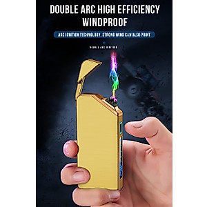 Electric Lighter Dual Arc Lighter USB Rechargeable Lighters for Smoking Windproof Flameless Butane Free Lighters for Candle with LED Battery Indication… (red)