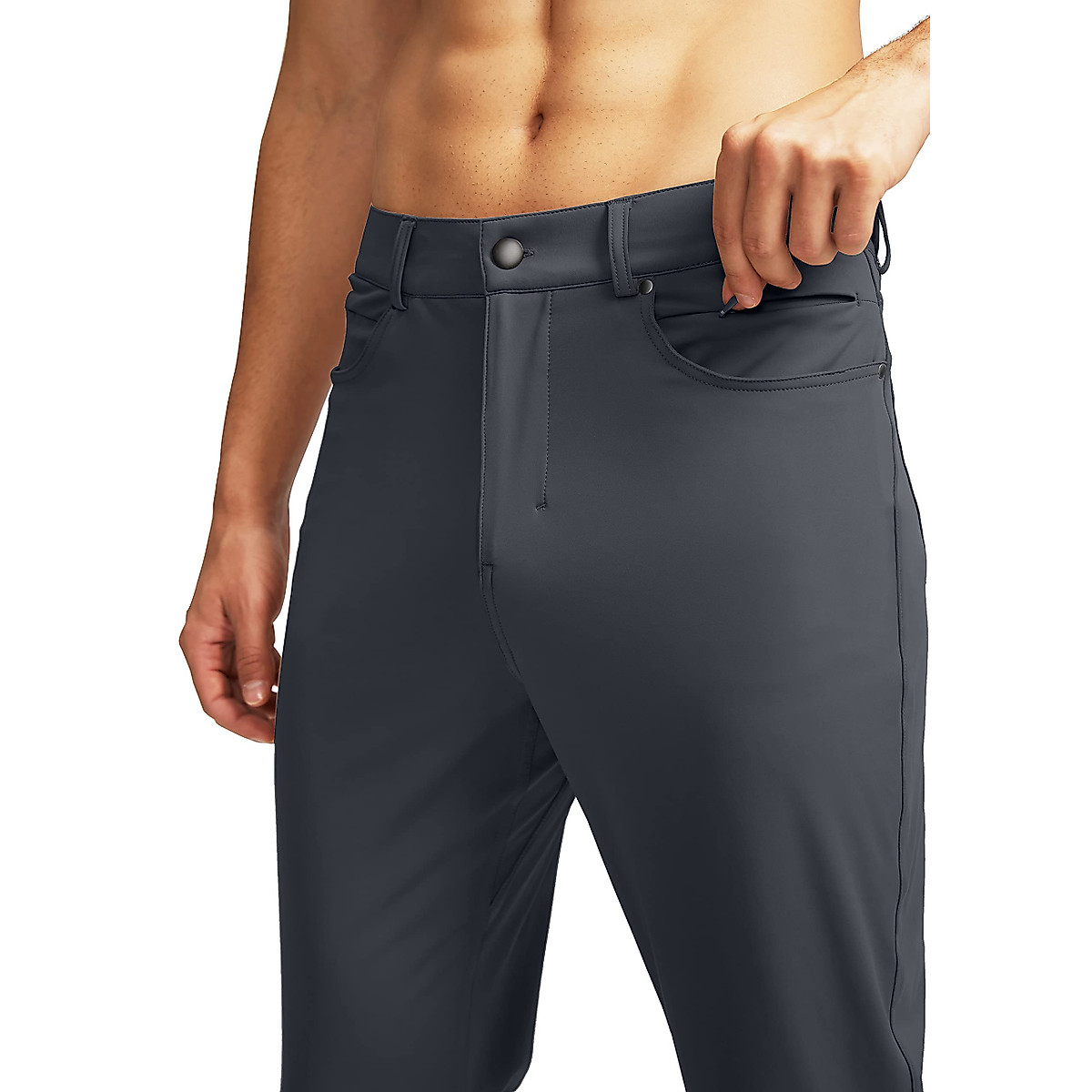 G Gradual Men's Stretch Golf Pants with 6 Pockets Slim Fit Dress Pants for Men Travel Casual Work (Dark Grey, XL)