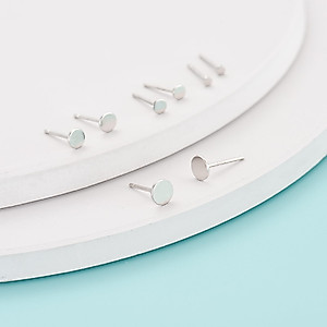 925 Sterling Silver Dot Stud Earrings | Small Simple Round Disc Stud Earrings | Tiny Flat Circle Hypoallergenic Cartilage Tragus Piercing Earrings Gifts for Women Men 2mm 3mm 4mm 5mm