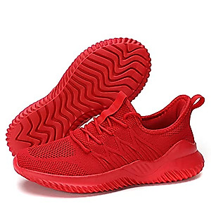 Mens Running Shoes Casual Light Comfort Casual Sport Mesh Walking Sneakers Work Gym Slip on Tennis Zapatos para Hombre Red