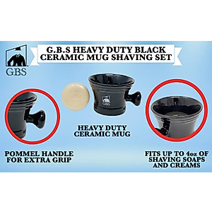 G.B.S Shaving Brush with All Natural Shave Soap, Shave Brush Stand and Ceramic Shaving Mug Kit