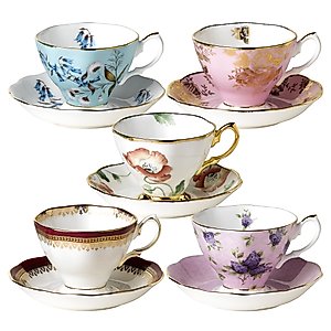 Royal Albert 100 Years of Royal Albert Teacups and Saucers, 1950-1990, Set of 5