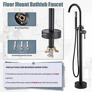 Casavilla Bathtub Faucet, Freestanding Tub Faucet, Tub Shower Faucet Set with 360 Degree Swivel Spout Bathtub Filler and Handheld Shower, Farmhouse Outdoor Shower System Kit, Brushed Nickel
