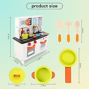 osettoys Mini Wooden Play Kitchen Set with Microwave, Pretend Play Kitchen Accessories, Role Play Toy for Kids, Cooking Toy Gift for Boys Girls