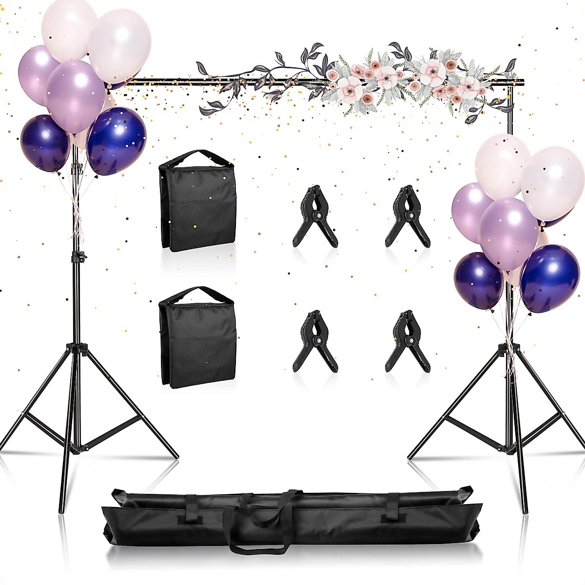GSY Backdrop Stand 6.5x6.5ft/2x2m, Adjustable Heavy Duty Background Stand for Parties, Wedding, Photography, Ad Display, Activity Decoration