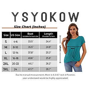 YSYOKOW Women's Blouses Casual Summer Short Sleeve T Shirts Loose Front Twist Tops(Polka Dot Black, X-Large)