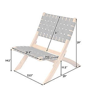 Patio Sense 62774 Sava Indoor Outdoor Folding Chair All Weather Wicker Low Slung Portable Seating Solid Acacia Wood Woven Seat & Back Indoors Porch Lawn Garden Fishing Sporting - Black Webbing