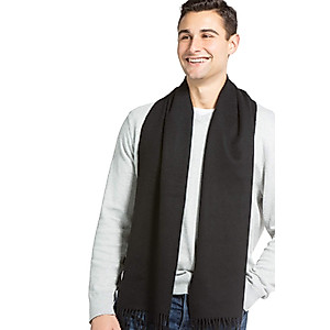 Fishers Finery Men's 100% Pure Cashmere Scarf, Warm and Comfortable (Black)