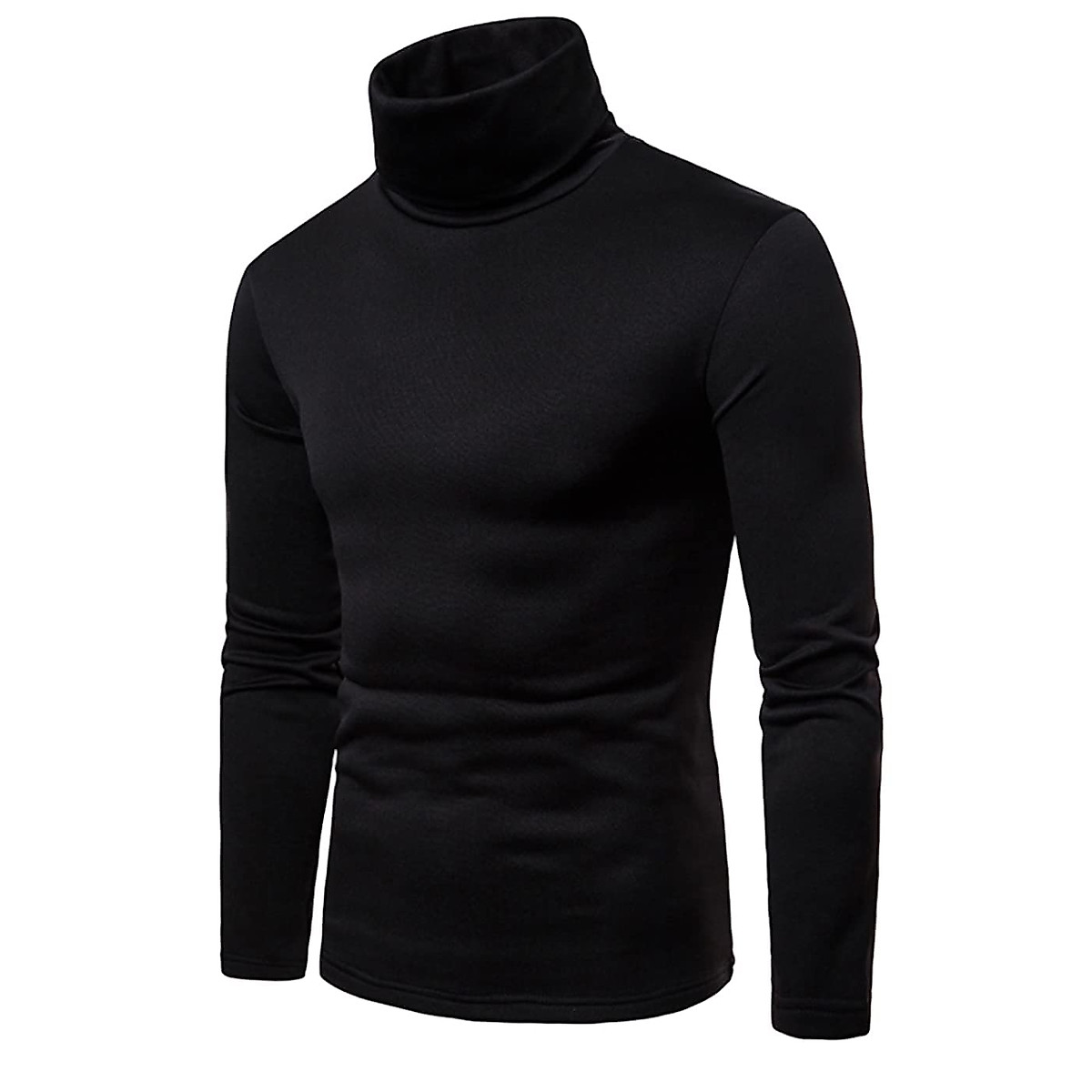 Men's Turtleneck Top Slim Fit Solid Base Thin Sweater Casual Long Sleeve Underwear Tops Male Cozy Blouse T-Shirt Black