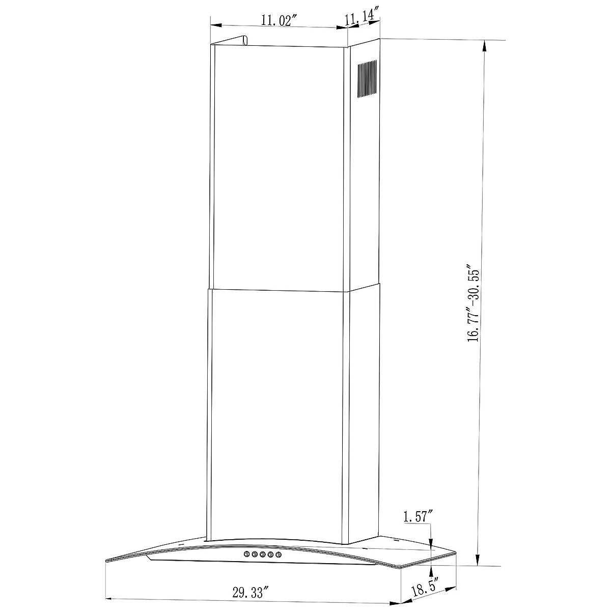 AKDY RH0475CFL Range Hood, 30 in, Black Painted