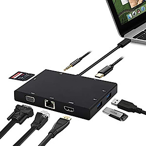 XUNMAIFHB Portable Docking Station,8-in-1 Type-C HUB Expansion Dock hub HDMI HD VGA Converter RJ45 Port, PD Charging, SD Card Slot Fast Transmission