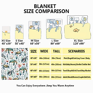 Sea Turtle Blanket, Ultra Soft Turtle Throw Blanket for Boys Girls, Sea Turtle Ocean Animal Pattern Blanket Decor Gifts for Couch Sofa Bed,Turtle Lovers Gifts,40"x50"-Kids/Throw Size