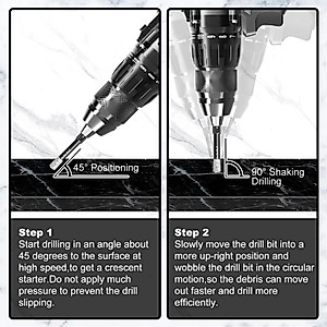 Quapkatt Dry Diamond Drill Bits Set 5 PCs for Granite Tile Ceramic Marble Stone Glass Size 1/4, 5/16, 3/8, 1/2, 5/9 inch with Quick Change Hex Shank Vacuum Brazed Diamond Core Drill Bit Kit