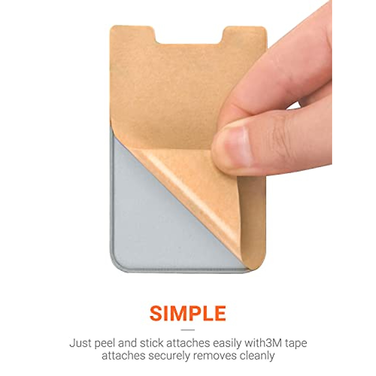 OBVIS Cell Phone Pocket Self Adhesive Card Holder Stick On Wallet Sleeve with RFID Card ID Credit Card ATM Card Holder for iPhone Android 2 Pack Gray