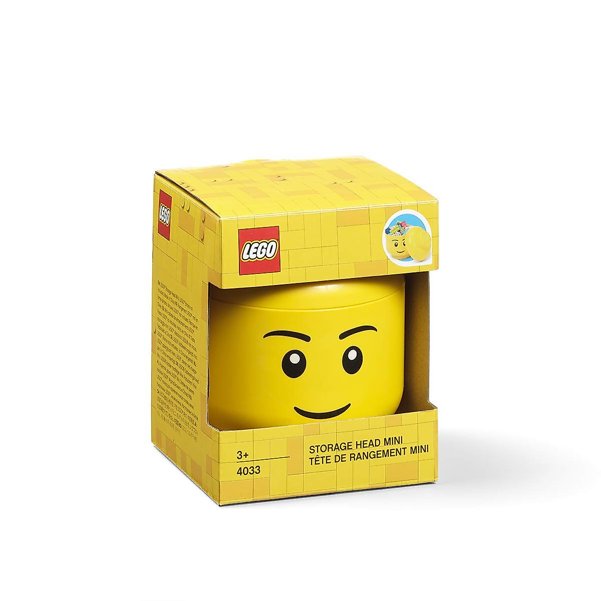 Room Copenhagen, Lego Storage Heads Stackable Storage Container - Buildable Organizational Bins for Kid’s Toys and Accessories - 4.02 x 4.02 x 4.53in - Mini, Boy, Holds 100 Bricks