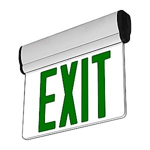 LFI Lights | Edge-Lit Green Exit Sign | Modern Design Brushed Aluminum Housing | All LED | Single-Sided Clear Acrylic Panel | Hardwired with Battery Backup | UL Listed | (1 Pack) | ELRT-G (SC)