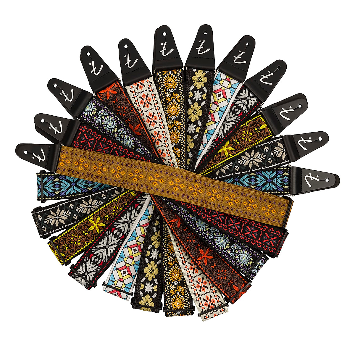 Fender Pasadena Woven Strap, 2in, Red Snowflake