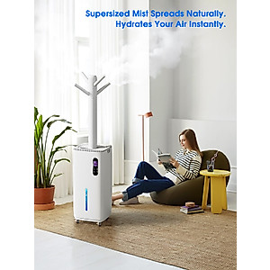 Petsaint 26L/5.7Gal Humidifier for Large Room Up to 3000 ft², 6-core atomization, 2000 mL/h Mist Output, Remote Control and 6 Mist Level, Ultrasonic Cool Mist Humidifiers for Bedroom Whole House