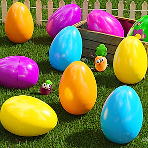 12 PCS Jumbo Easter Eggs 6 Inch Colorful Giant Plastic Easter Eggs Fillable Large Suprise Egg for Easter Themed Hunt Basket Stuffers Fillers Filling Treats Party Favors Classroom Prize Supplies