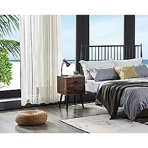 Hoorlang Wooden Night Stand with 2 Drawers Storage Cabinet, Bedside Table for Bedroom Or Mid-Century End Table for Living Room-Rustic Brown HLET03F