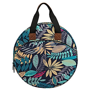 EXCEART Toiletry Organizer Embroidery Bag Portable Carrying Bag for Embroidery Project and Cross Tools Kits Supplies Tote Bag for Crafters and Lovers Blue Leaf Pattern Clothes Storage Bags