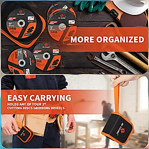 SI FANG 25Pcs 3 inch Cut Off Wheels with 1/4 in Mounting Mandrel Kit for Die Grinder, 3/8" Arbor Cutting Wheel with Pouch for Metal & Stainless Steel Rotary Tool Drill Attachment Cutter Discs