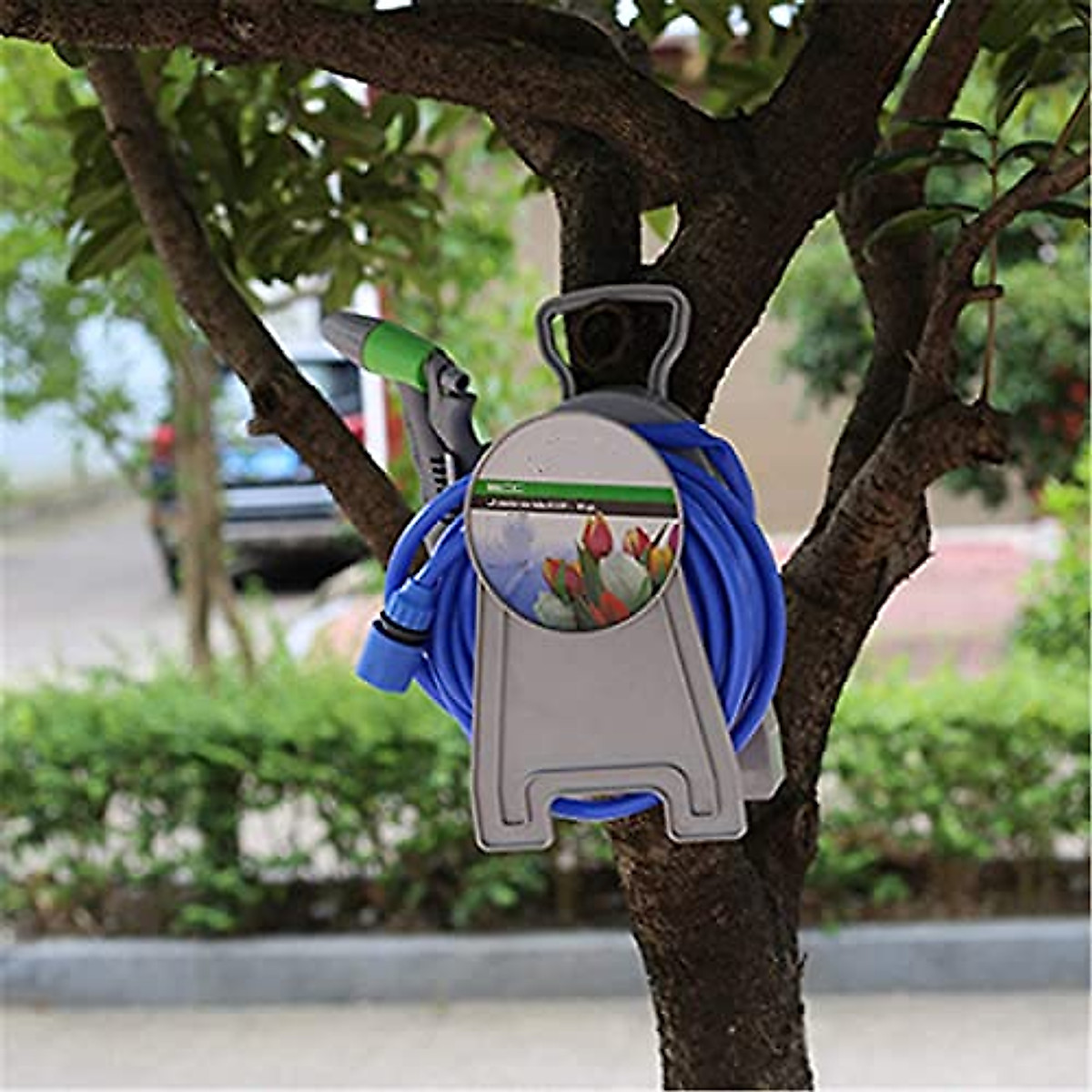 Wall Mounted Hose Holder Watering Hose Car Car Wash Water Gun Household Gardening Watering Storage Hose Reel Cast Iron (Color : Blue, Size : One Size)