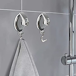 YSSILADI Shower Suction Cup Hooks, Upgraded Removable Stainless Steel Hooks Nightgown and Towel Hooks - for Home Kitchen and Bathroom (Silver Plating, 2pack)