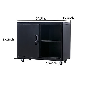 Fumedo Metal Mobile Lateral File Cabinet, Storage Locker,Printer Stand with Open Storage Shelves for Office,School,Home,Living Room. (Black)