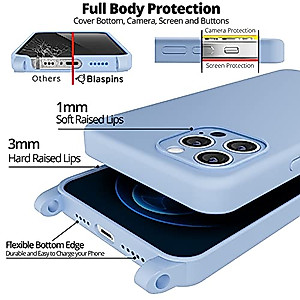 Blaspins Crossbody Phone Case for iPhone 12 Pro Max Case, Adjustable Rope, Shoulder Neck Lanyard Strap String Detach, Shockproof Protective Silicone Phone Cover, Wrist Hands Free 6.7 inch 12PM- Blue